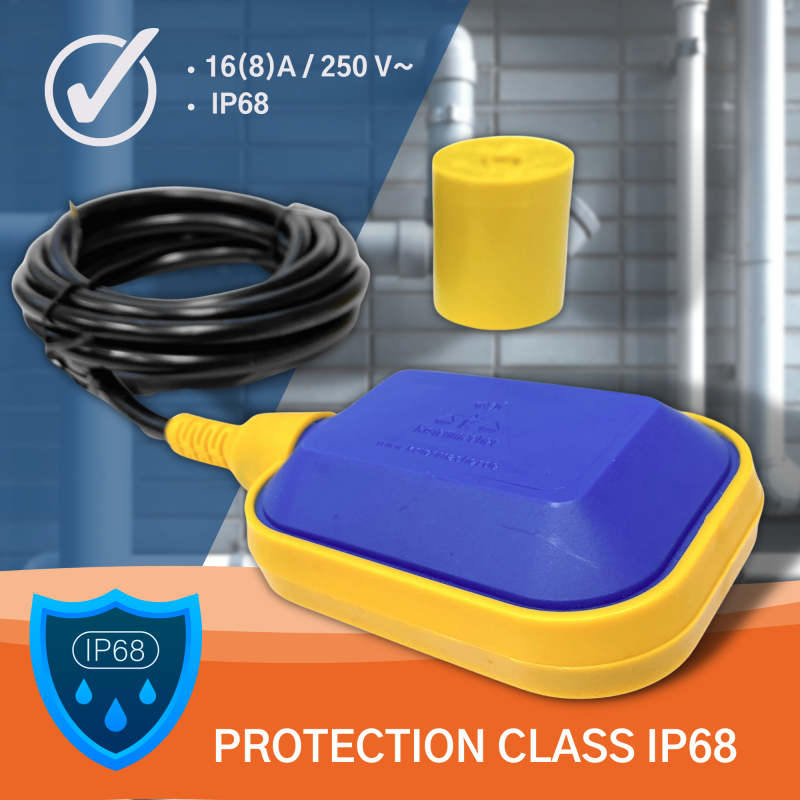 KISTENMACHER Float Switch (5 Meter cable), 16(8)A / 250 V, for handling ...